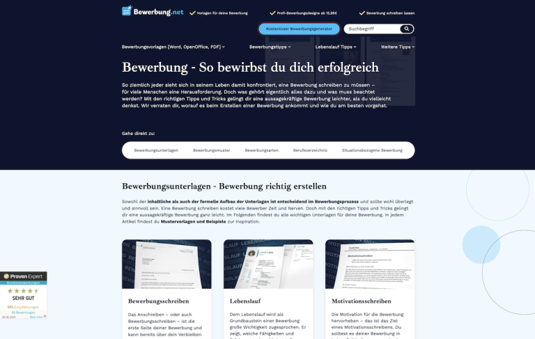 Lebenslauf online erstellen: Die 5 besten Seiten 2025 im Vergleich - Bewerbung.info - Karriere ...